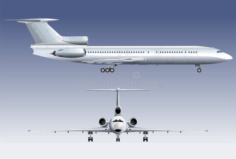 Hi-detail Passenger Jet TU-154 Stock Vector - Illustration of ship ...