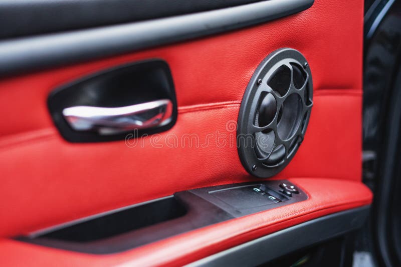 Hi-fi car speaker stock photo. Image of headrest, auto - 217935854