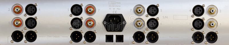 Hi-fi Silver Stereo Pre-Amp Back View Stock Photo - Image of hifi ...