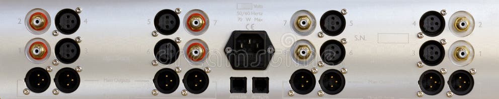 Hi-fi Silver Stereo Pre-Amp Back View Stock Photo - Image of hifi ...