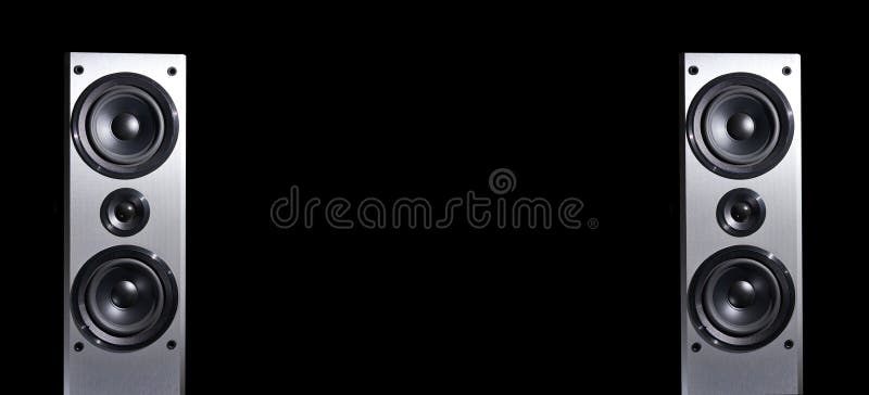 Hi-fi Speakers on Black Background.Frontal Image Audio Speakers Stock ...