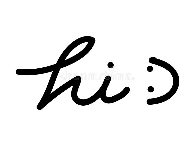 Hi!! Lettering Text with Smile Face Isolated on a White Background ...