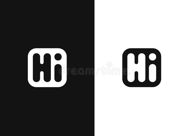 Hi Logo Design in Square Rounded Shape Stock Illustration ...