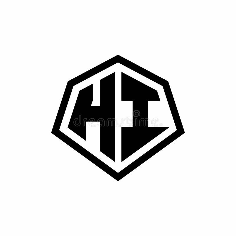 HI Monogram Logo with Hexagon Shape and Line Rounded Style Design ...