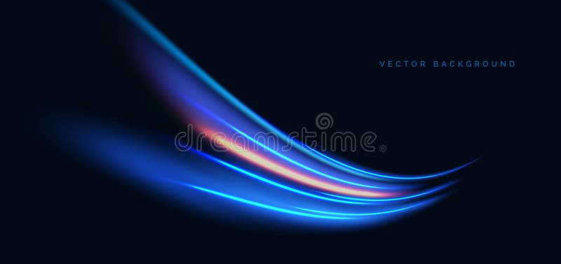 Hi-speed Blue Neon Wave Beams Rays on Dark Blue Background. Speed ...