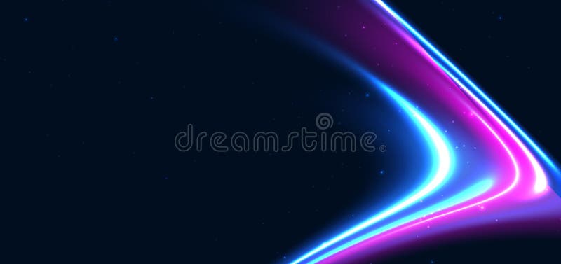 Hi-speed Blue and Pink Curved Rays on Dark Blue Background. Speed ...