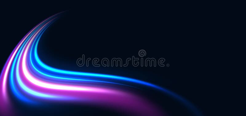 Hi-speed Blue and Pink Curved Rays on Dark Blue Background. Speed ...