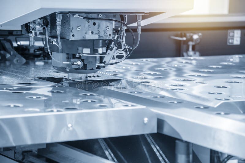 The Hi-speed CNC Punching Machine in Light Blue Scene. Stock Photo ...