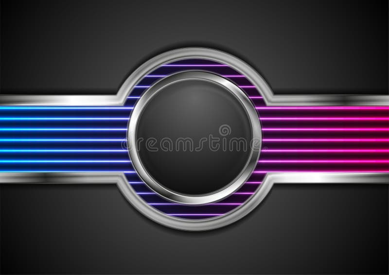 Hi-tech Abstract Black Metallic Background with Neon Lines Stock Vector ...