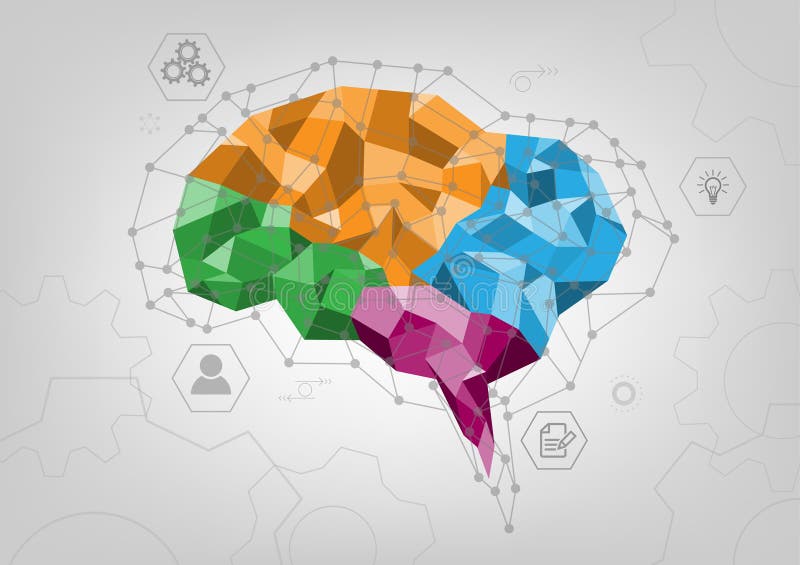 Abstract Background Brain Lopolygon Multi-colored Wireframes Linear ...