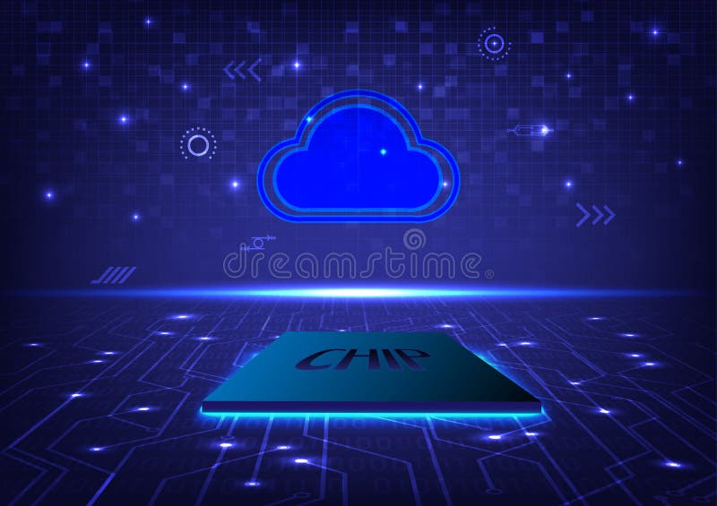 3d High Technology Microchip Glow Perspective Electronic Circuit ...