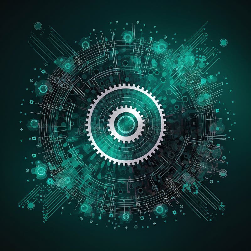 Hi Tech Background with Machine Gear Stock Photo - Image of curve, gear ...