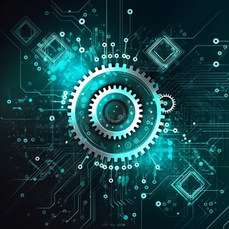 Hi Tech Background with Machine Gear Stock Illustration - Illustration ...