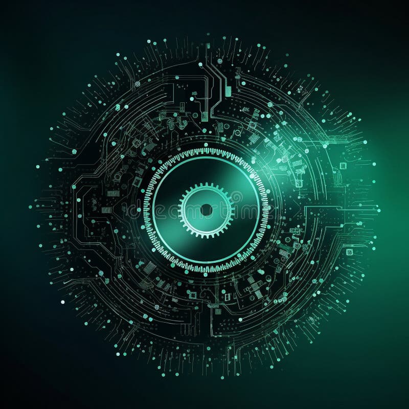 Hi Tech Background with Machine Gear Stock Illustration - Illustration ...