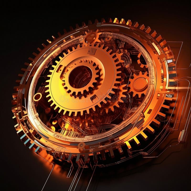 Hi Tech Background with Machine Gear Stock Photo - Image of curve, gear ...