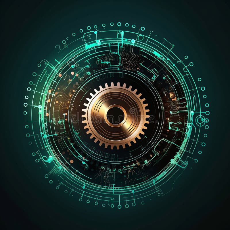 Hi Tech Background with Machine Gear Stock Illustration - Illustration ...