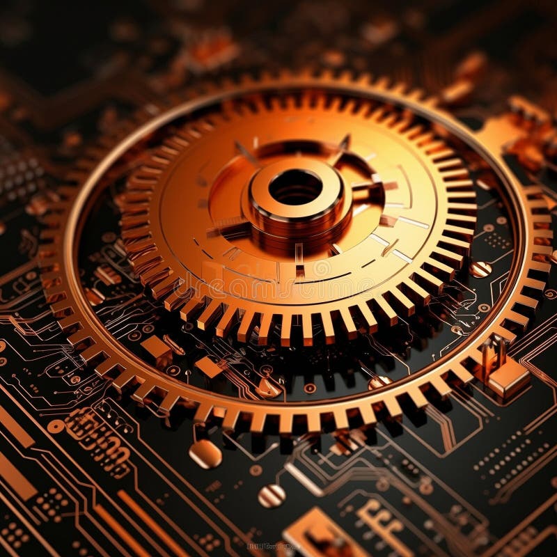 Hi Tech Background with Machine Gear Stock Illustration - Illustration ...