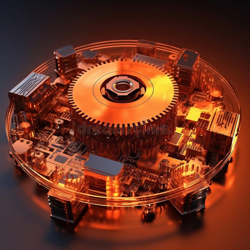 Hi Tech Background with Machine Gear Stock Illustration - Illustration ...