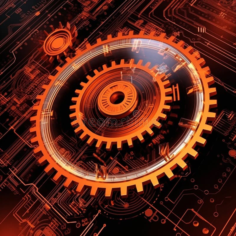 Hi Tech Background with Machine Gear Stock Illustration - Illustration ...