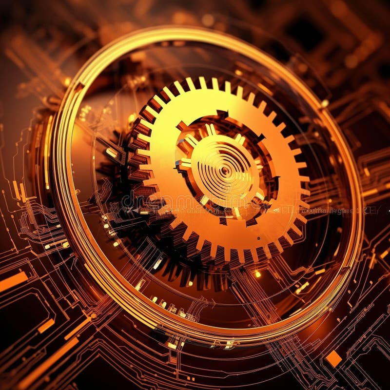 Hi Tech Background with Machine Gear Stock Illustration - Illustration ...