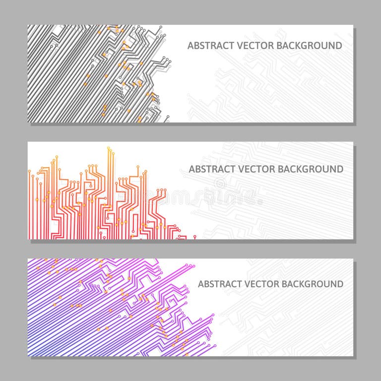 Hi-tech Banners with Microchip Elements and Copy Space for Any Text on ...
