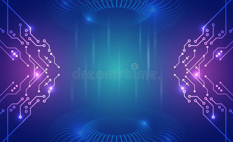 Hi-tech Blue Background with Various Technology Elements. Vector ...