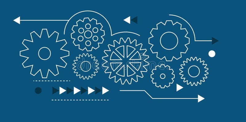 Hi Tech Business Gear Line Art Background Stock Illustration ...