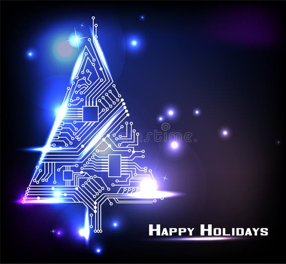 Hi-tech Christmas tree stock vector. Illustration of integrated - 48032914