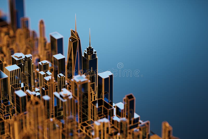Hi-tech City Construction Design 3d Model. Engineering and Architecture ...