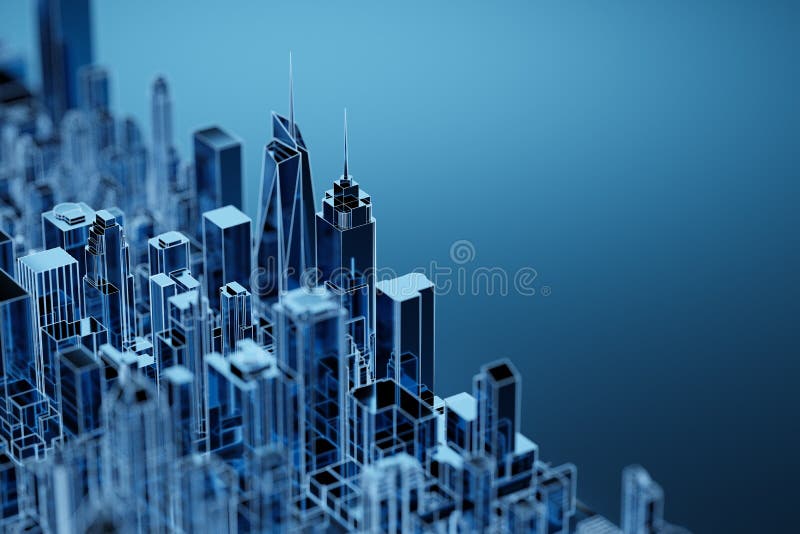 Hi-tech City Infrastructure Design 3d Model. Engineering and ...