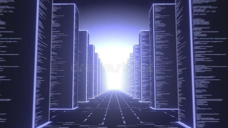 Hi-tech City Street, Smart System Engineering Concept. 3D Rendering ...