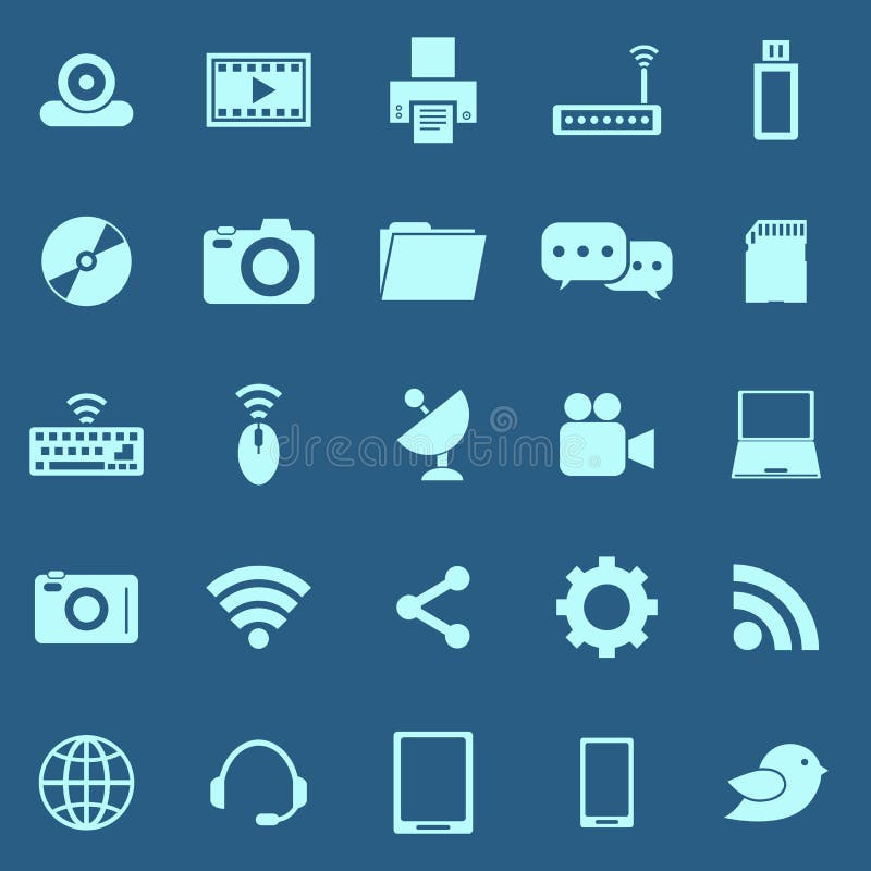 Hi-tech Color Icons on Blue Background Stock Vector - Illustration of ...