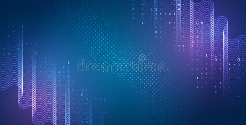 Hi-tech Computer Digital Technology Concept. Wide Blue Background with ...