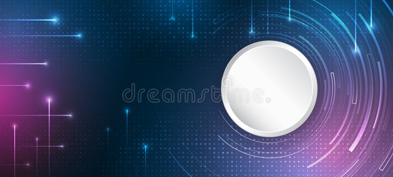 Hi-tech Computer Digital Technology Concept. Wide Blue Background with ...