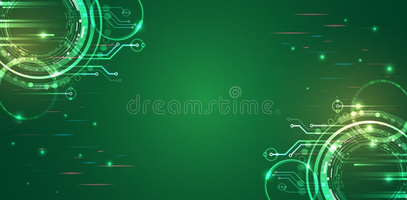 Hi-tech Computer Digital Technology Concept. Wide Blue Background with ...