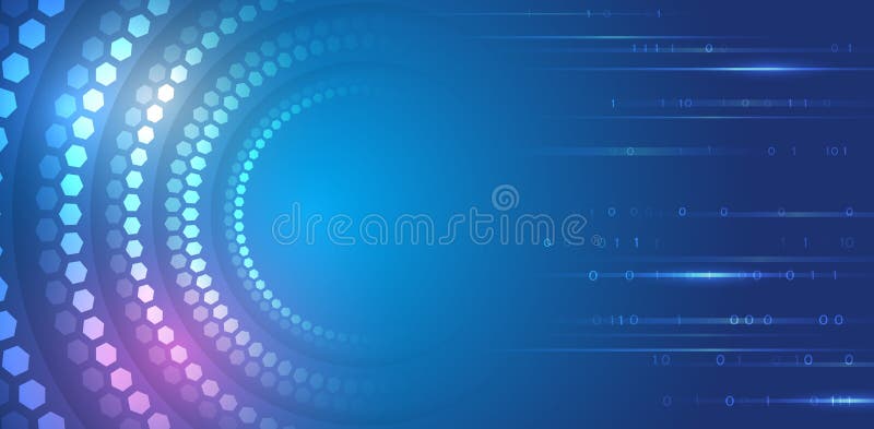 Hi-tech Computer Digital Technology Concept. Wide Blue Background with ...