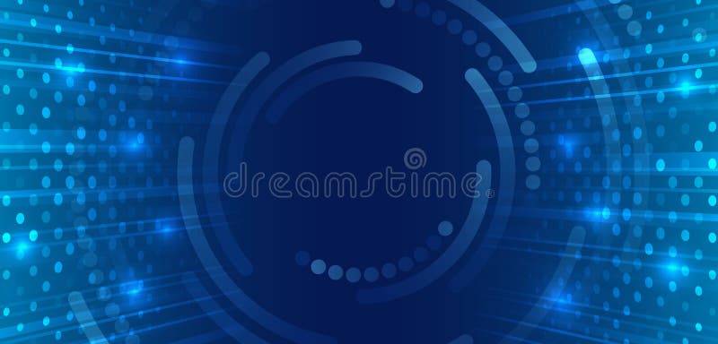 Hi-tech Computer Digital Technology Concept. Wide Blue Background with ...