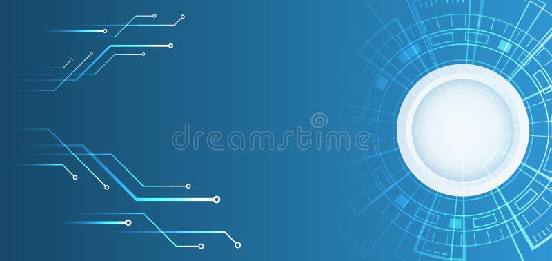 Hi-tech Computer Digital Technology Concept. Wide Blue Background with ...