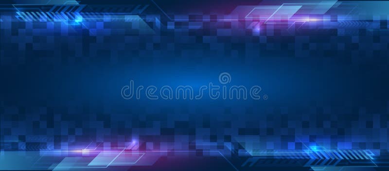 Hi-tech Computer Digital Technology Concept. Wide Blue Background with ...