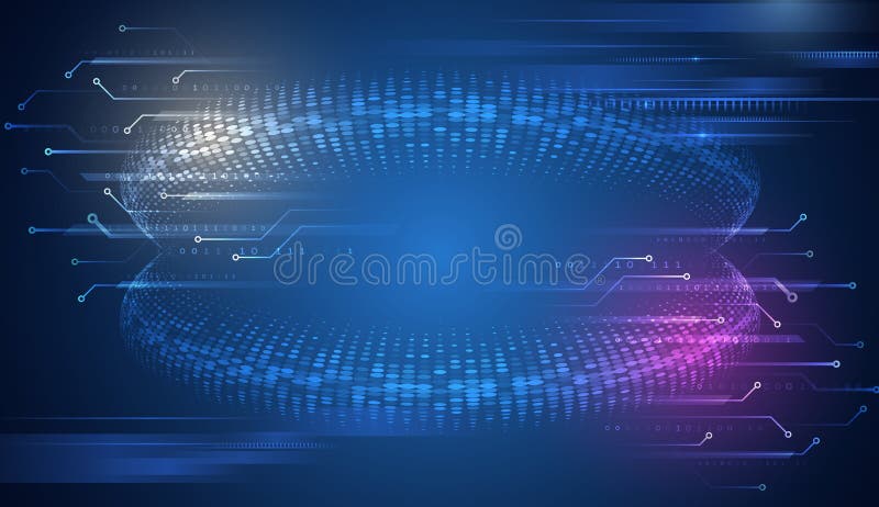 Hi-tech Computer Digital Technology Concept. Wide Blue Background with ...