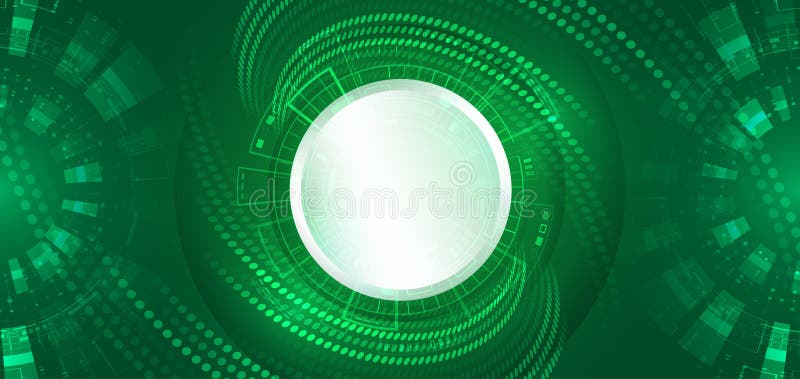Hi-tech Computer Digital Technology Concept. Wide Green Background with ...