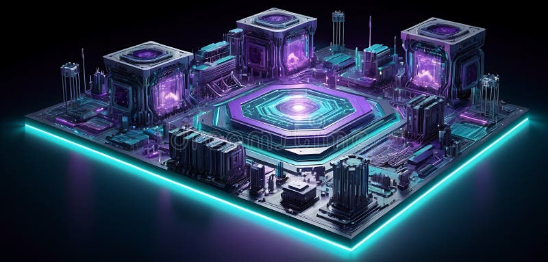 Hi-Tech Computer Interior with Energy Core Stock Illustration ...