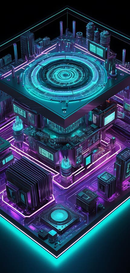Hi-Tech Computer Interior with Energy Core Stock Illustration ...