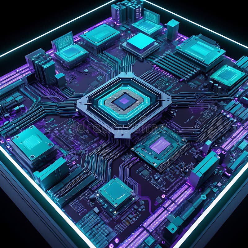 Hi-Tech Computer Interior with Energy Core Stock Illustration ...