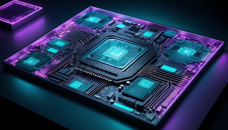 Hi-Tech Computer Interior with Energy Core Stock Illustration ...