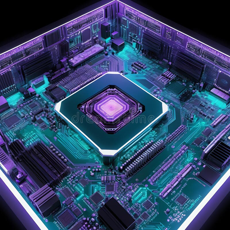 Hi-Tech Computer Interior with Energy Core Stock Illustration ...