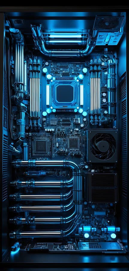 Hi-Tech Computer Interior with Energy Core Stock Illustration ...