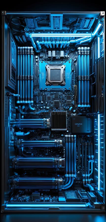 Hi-Tech Computer Interior with Energy Core Stock Illustration ...