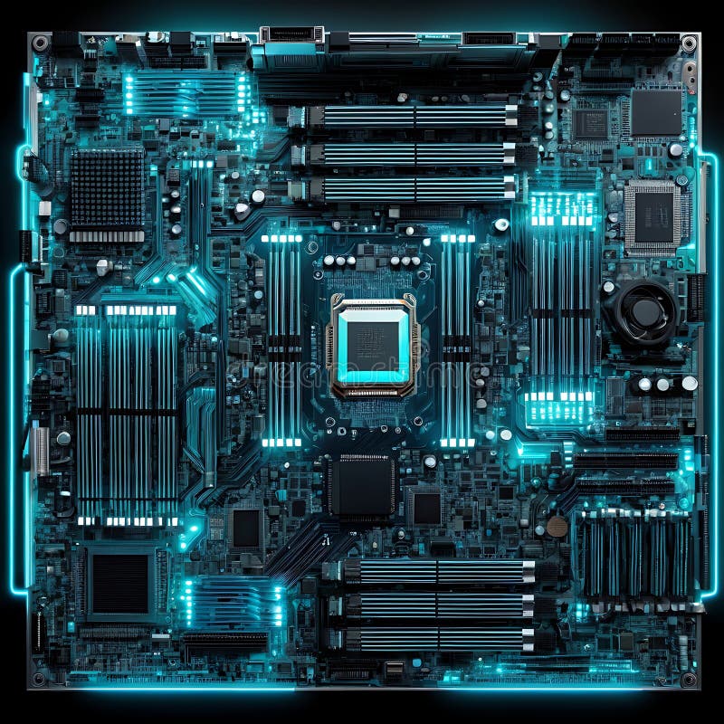 Hi-Tech Computer Interior with Energy Core Stock Illustration ...