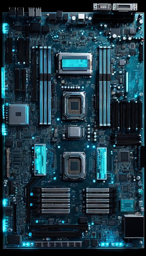 Hi-Tech Computer Interior with Energy Core Stock Illustration ...